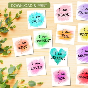 Watercolor Mini Affirmation Cards: Motivational Lunch Notes (digital ...