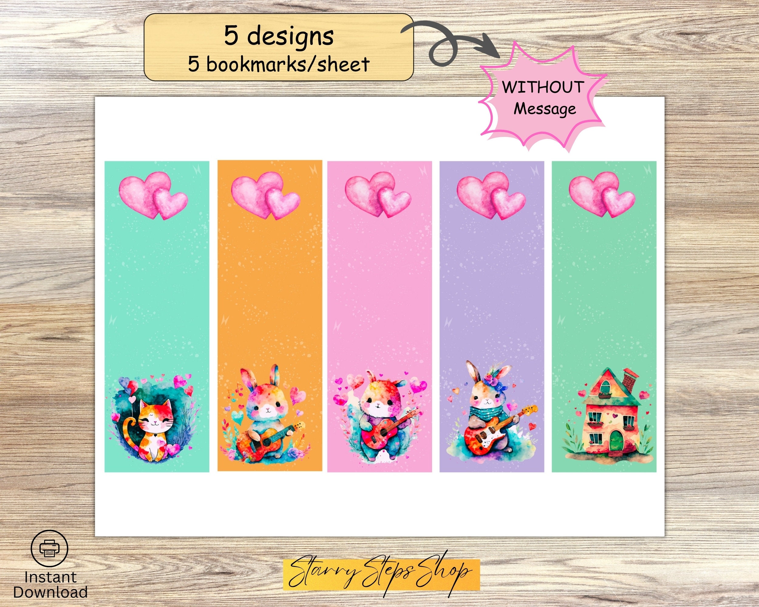 Cute Friends Printable Bookmarks, Happy Friends Bookmark Set, Pink Hearts Bookmarks Printable ...