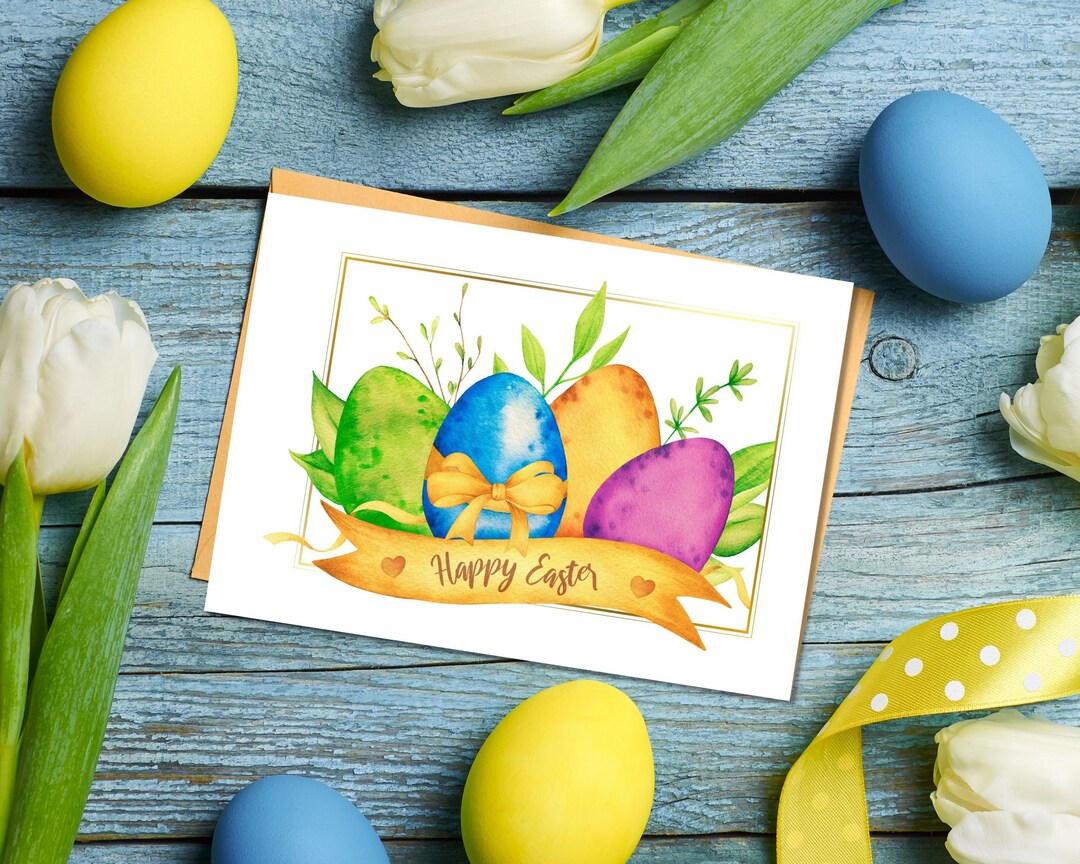 Printable Easter Card, Printable Card, Digital Download, Digital Easter Card, Easter Eggs Card ...