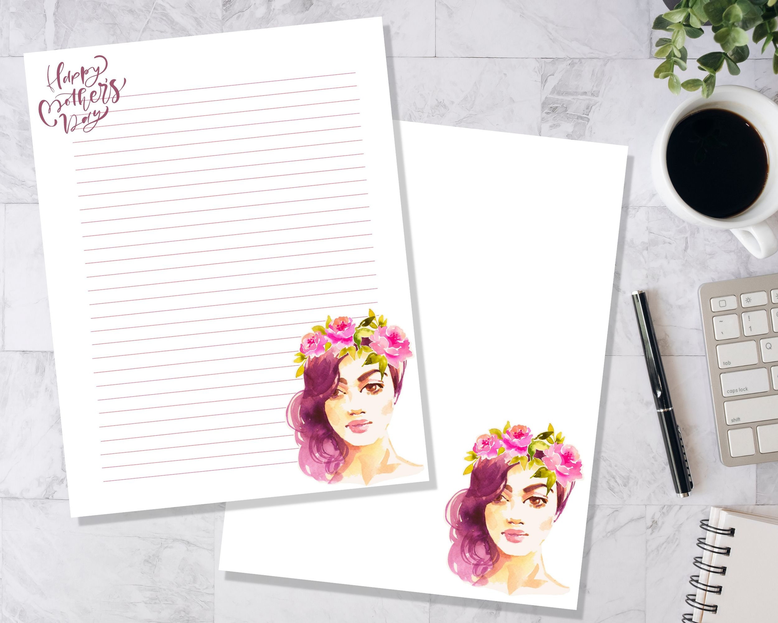 Mother's Day Printable Stationery, Lined Printable Paper, A4 Writing ...