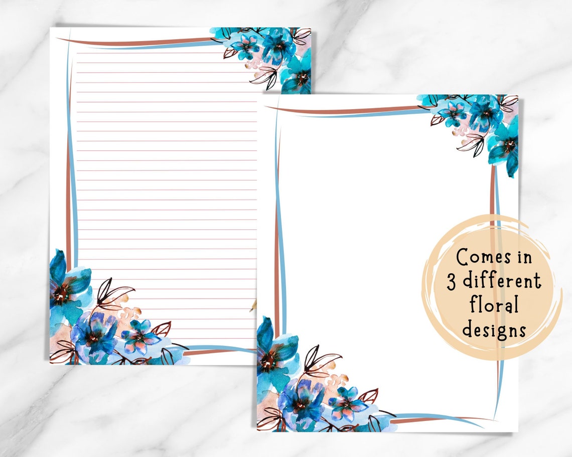 Printable Stationery Paper Set, Lined Printable Paper, Blank Paper ...