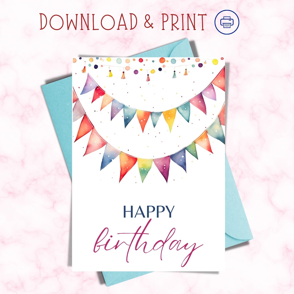 Happy Birthday Printable Card / Printable Birthday Card / Instant ...