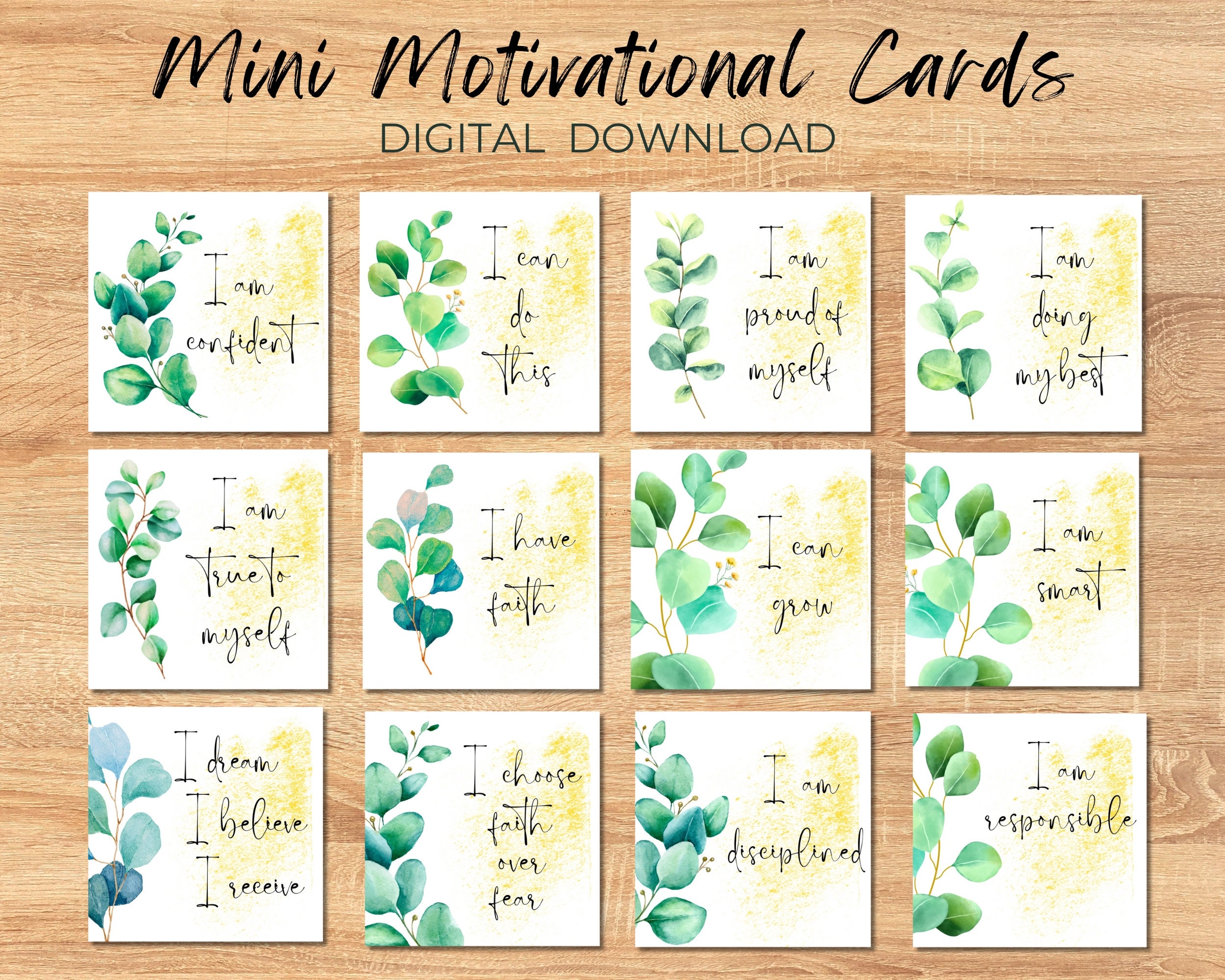 Motivational Mini Cards, Printable Affirmation Cards, Encouragement and ...