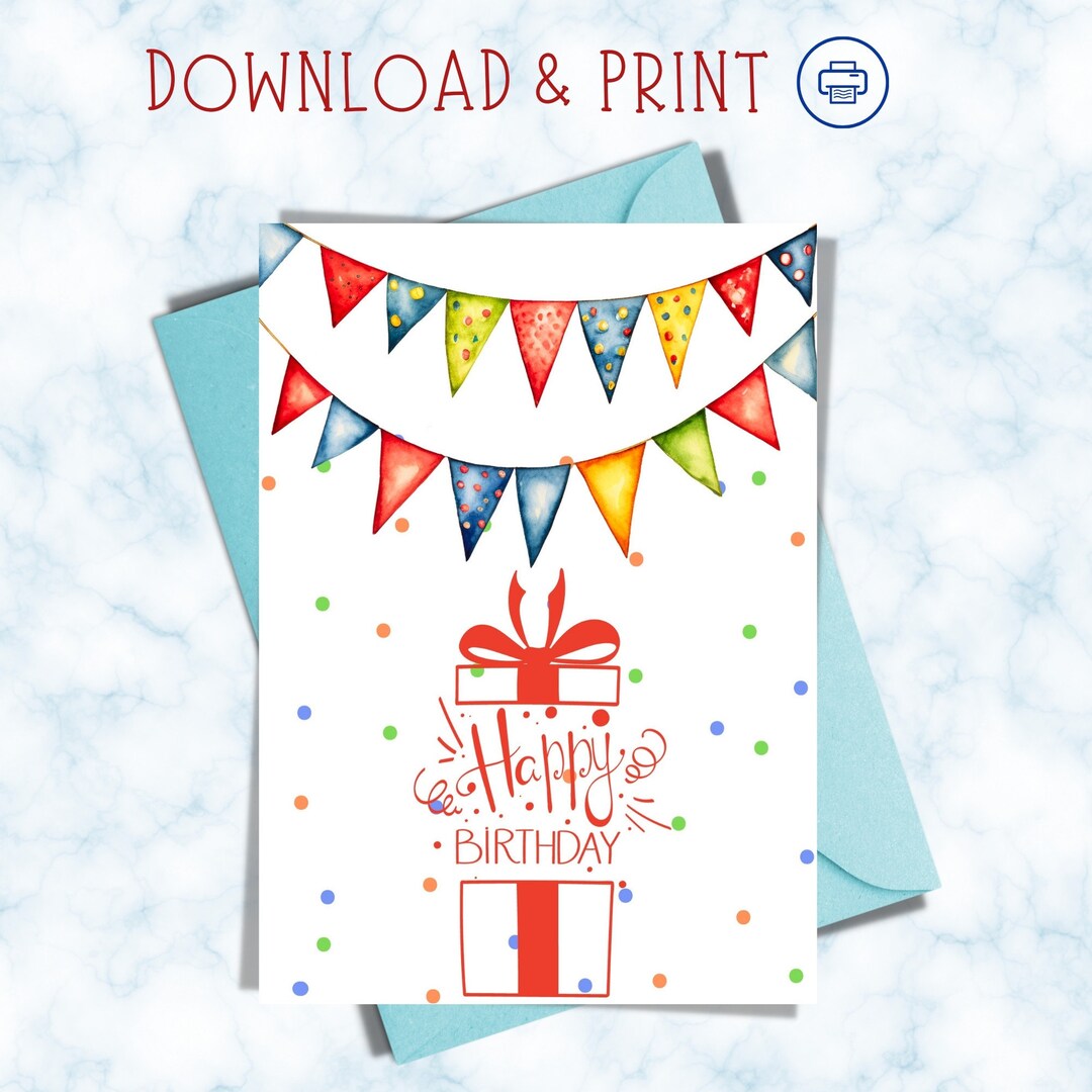 Happy Birthday Printable Card / Printable Birthday Card / Instant ...