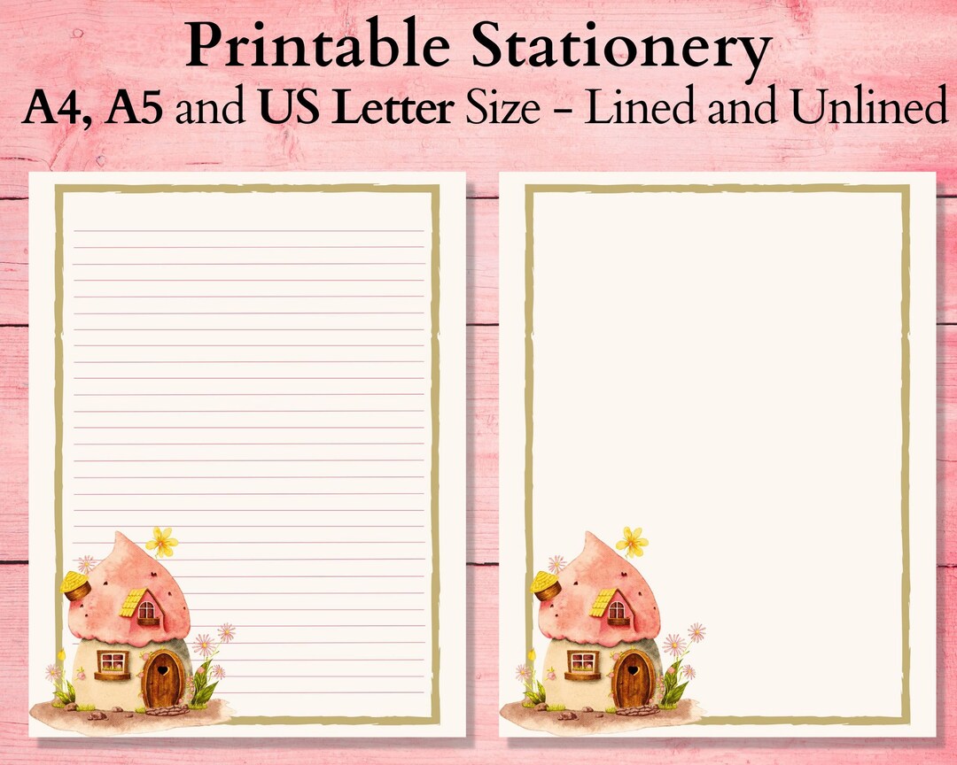 Fairy House Printable Stationery: Lined & Unlined Paper (digital ...