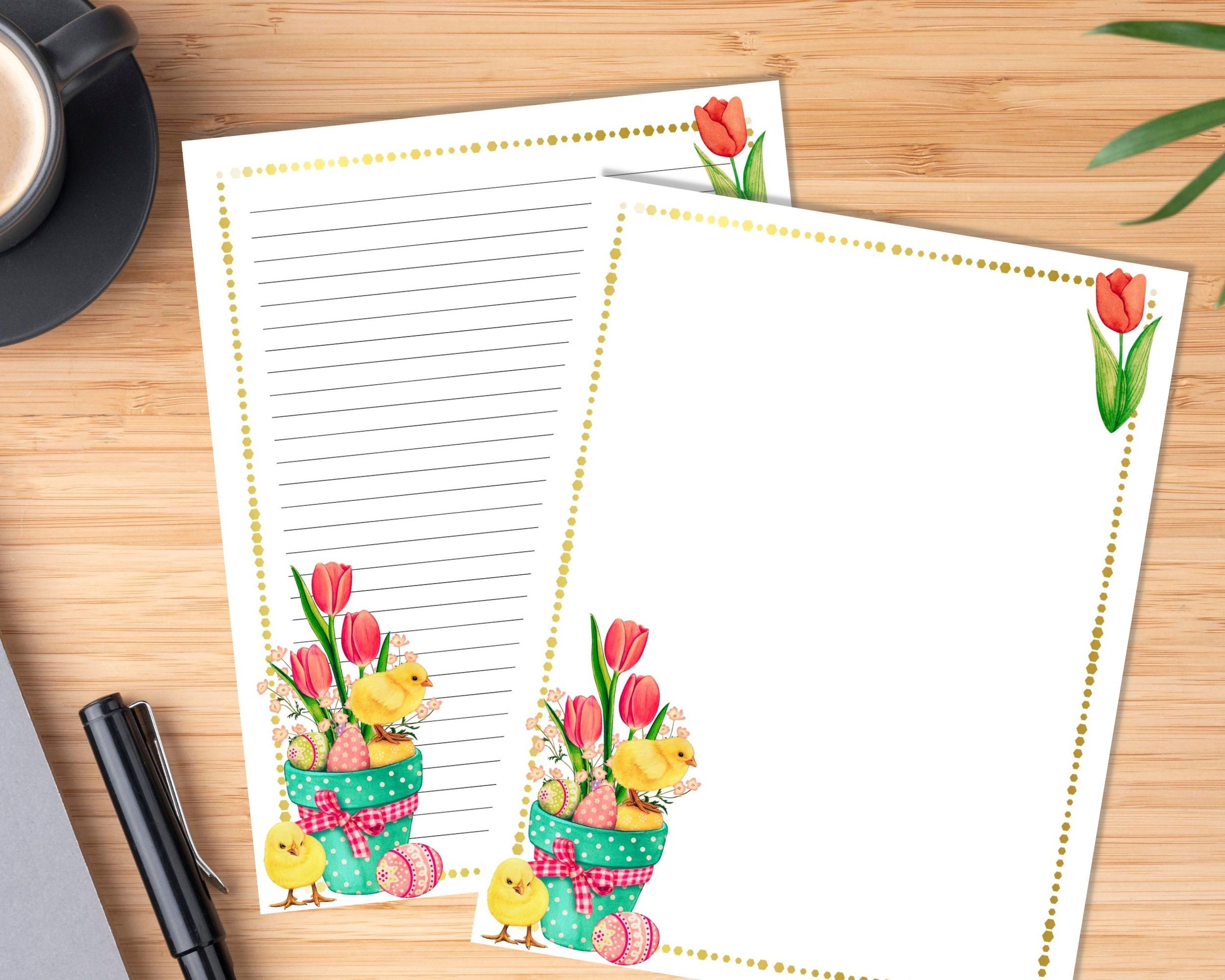 Printable Easter Stationery: Lined & Blank Paper (digital Download) - Etsy