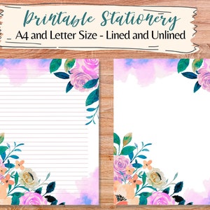 Floral Lined Paper, Floral Blank Paper, Printable Rose Bouquet ...