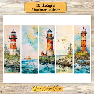 Lighthouse Printable Bookmarks, Lighthouse Bookmark Set, Lighthouse ...
