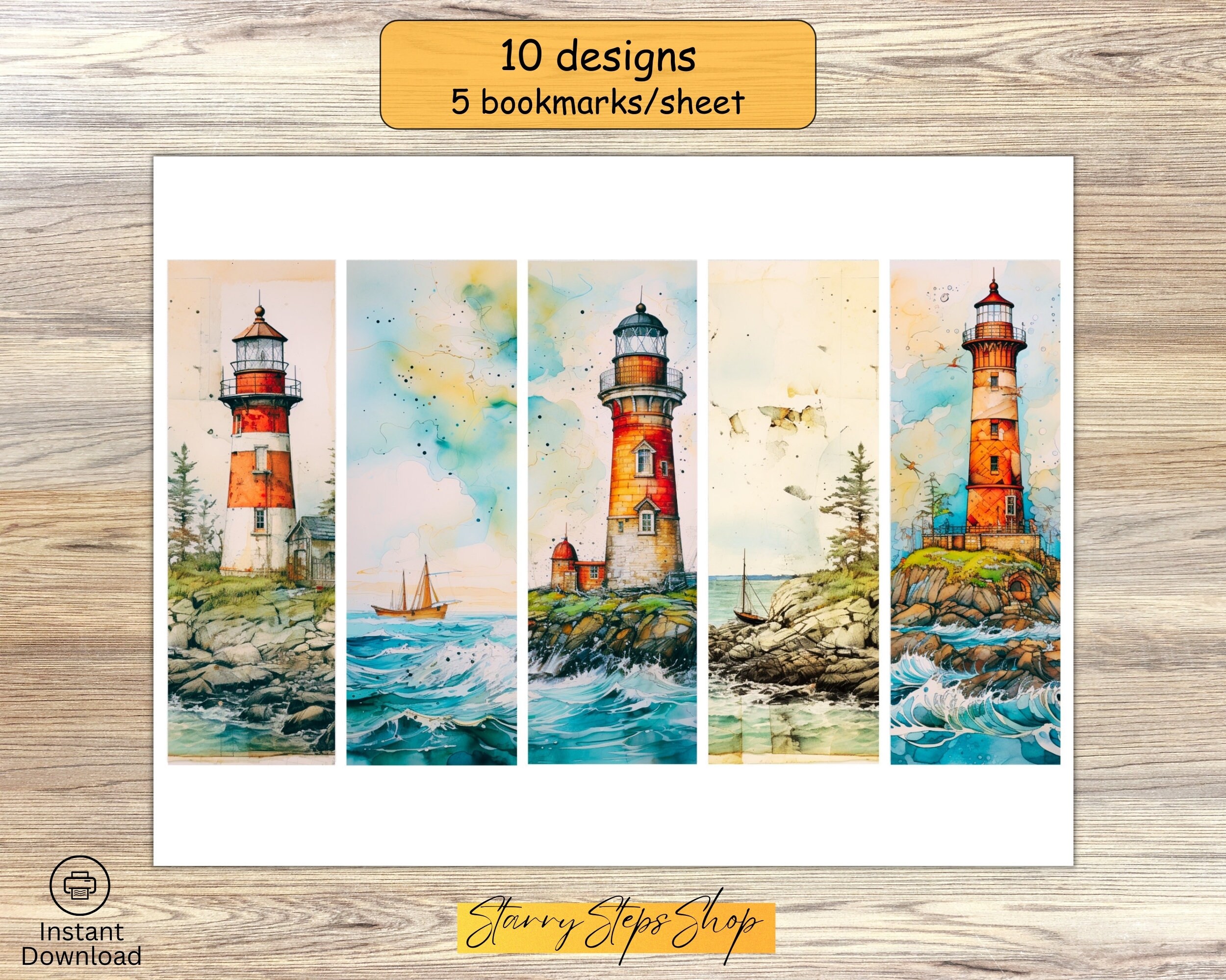 Lighthouse Printable Bookmarks, Lighthouse Bookmark Set, Lighthouse ...