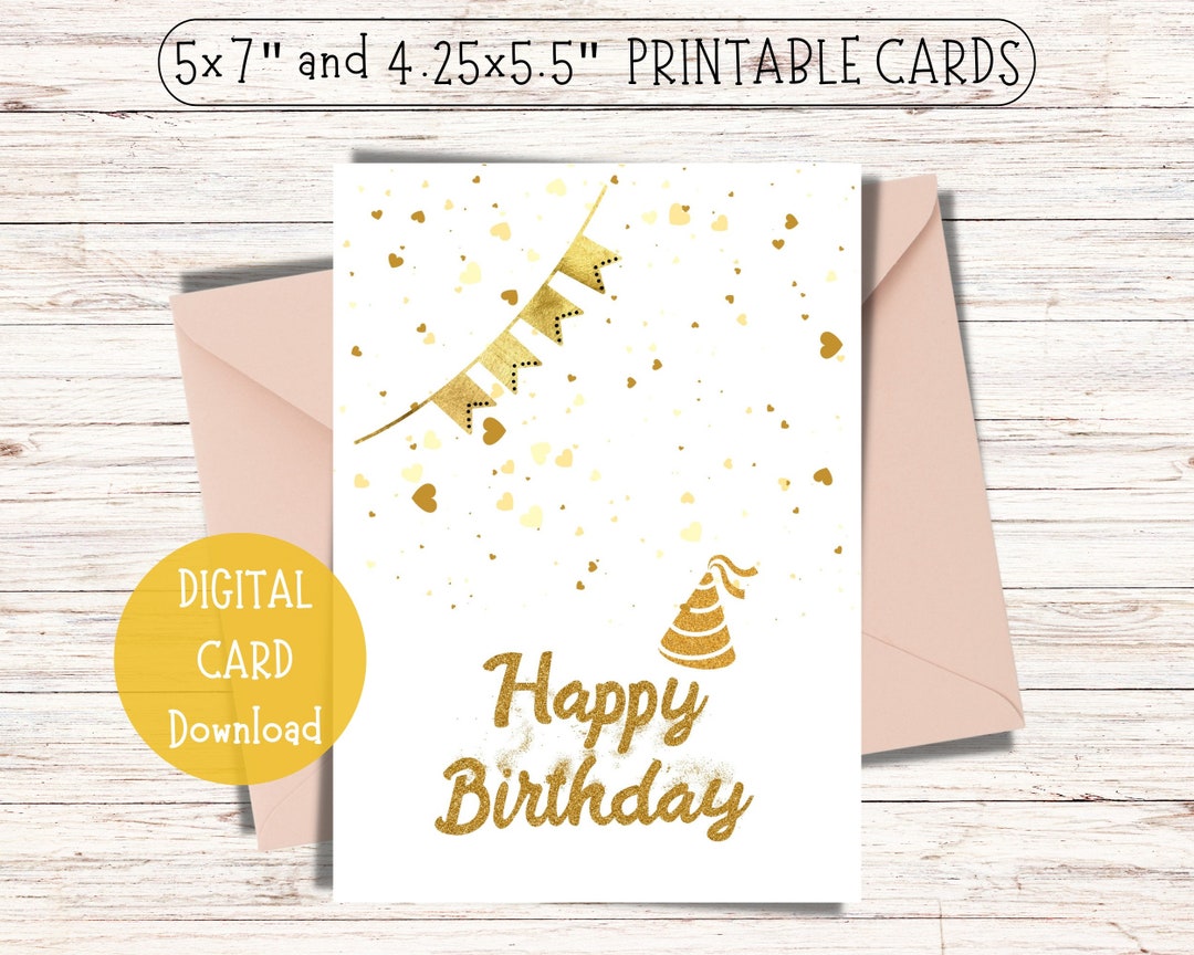 Happy Birthday Printable Cards / Printable Birthday Cards / Digital ...