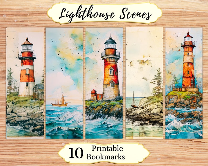 Lighthouse Printable Bookmarks, Lighthouse Bookmark Set, Lighthouse ...