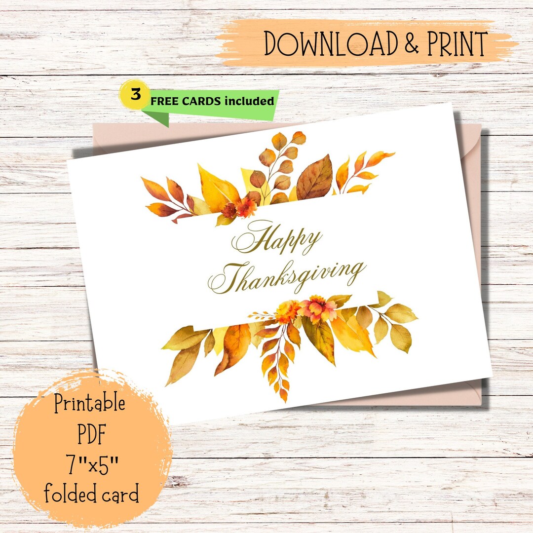 Happy Thanksgiving Card Printable, Happy Thanksgiving Cards, Card With ...