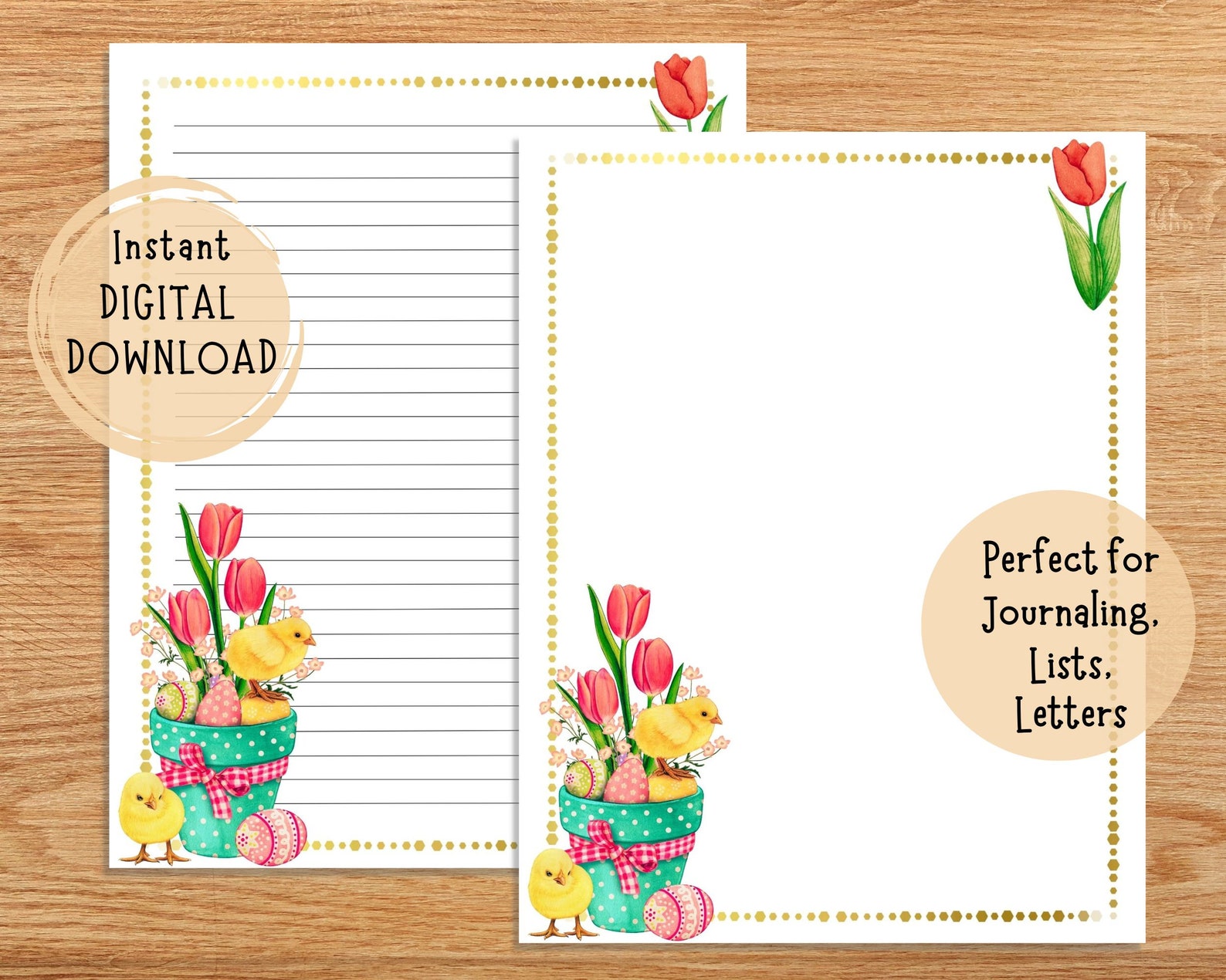 Printable Easter Stationery: Lined & Blank Paper (digital Download) - Etsy