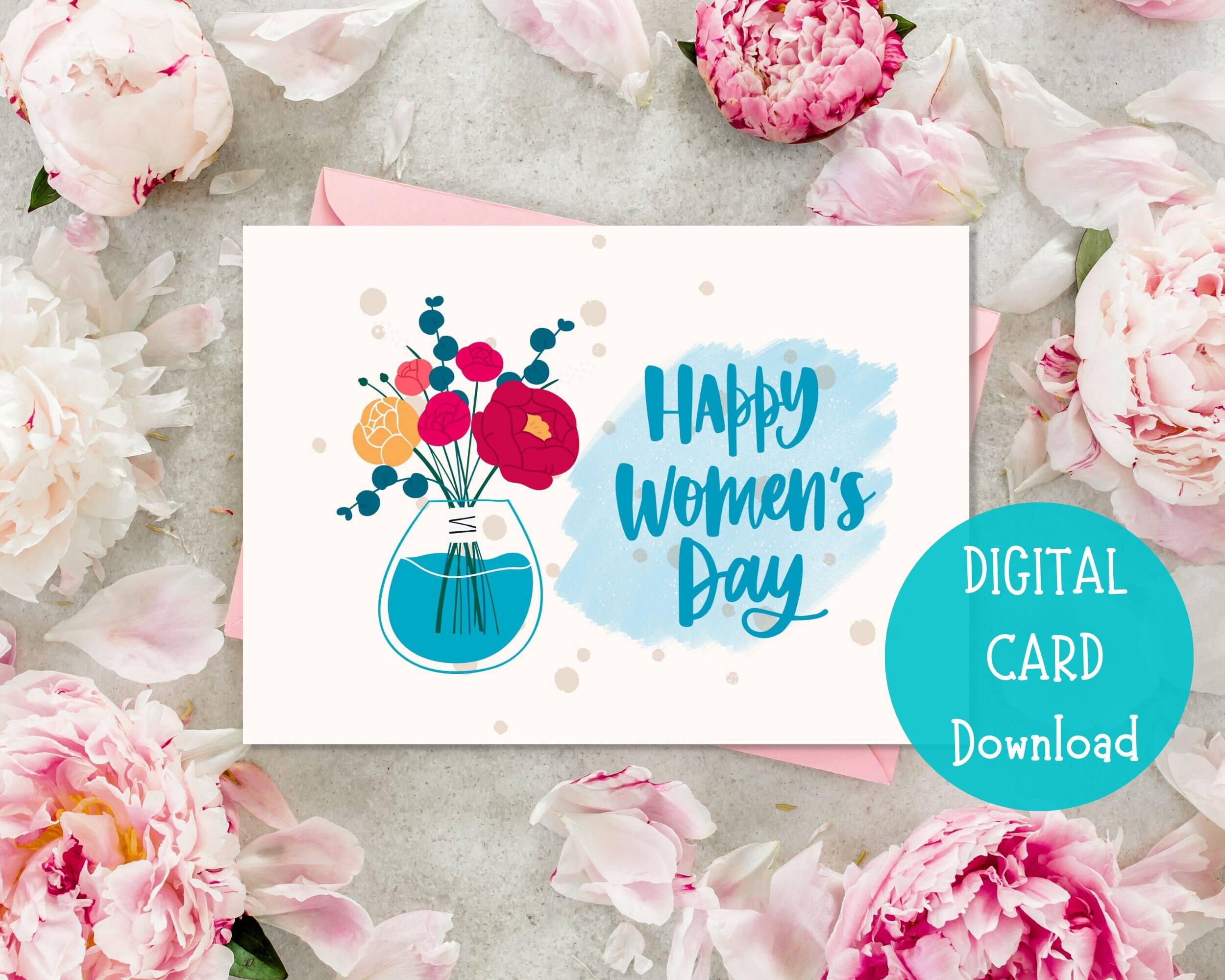 Printable Women's Day Card, Digital Happy Women's Day Card, Digital ...