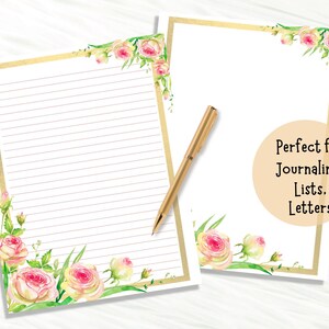 Floral Stationery: Printable Rose Letter Paper (digital Download) - Etsy