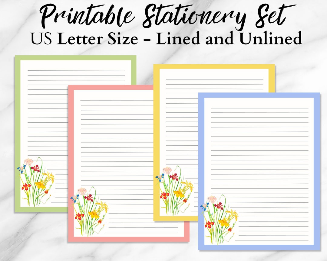 Printable Stationery Paper Set, Lined Printable Paper, Blank Paper ...