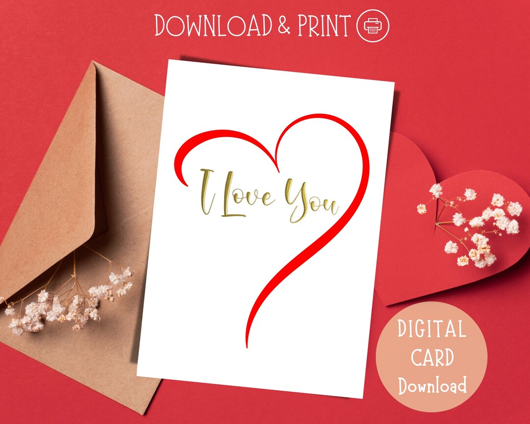 I Love You Printable Card | Happy Valentine's Day Digital Download ...