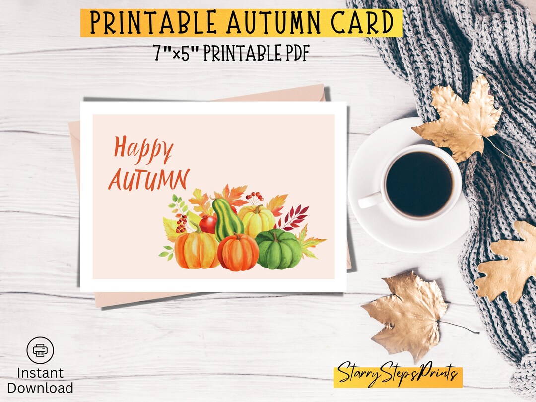 Happy Autumn Pumpkin Printable Card (digital Download) - Etsy