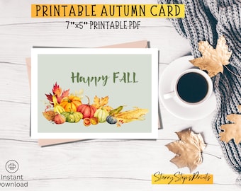 Happy Fall Greeting Card Printable | Happy Autumn Card | Happy Fall ...
