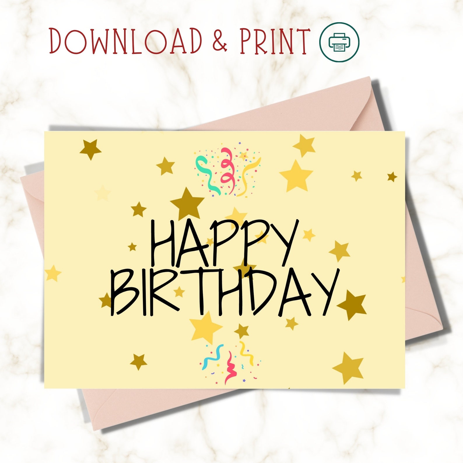 Happy Birthday Printable Card / Printable Birthday Card / Instant ...