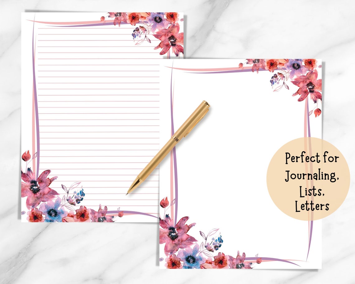 Printable Stationery Paper Set, Lined Printable Paper, Blank Paper ...