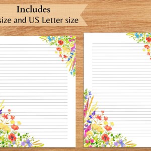 Floral Lined Paper, Floral Blank Paper, Printable Field Flowers ...