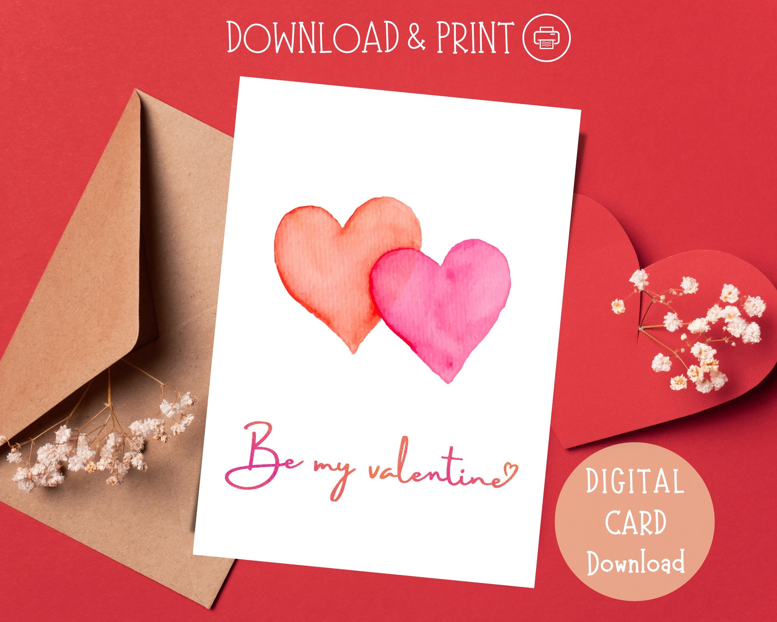 Be My Valentine Printable Card | Valentines Day Card Digital Download ...