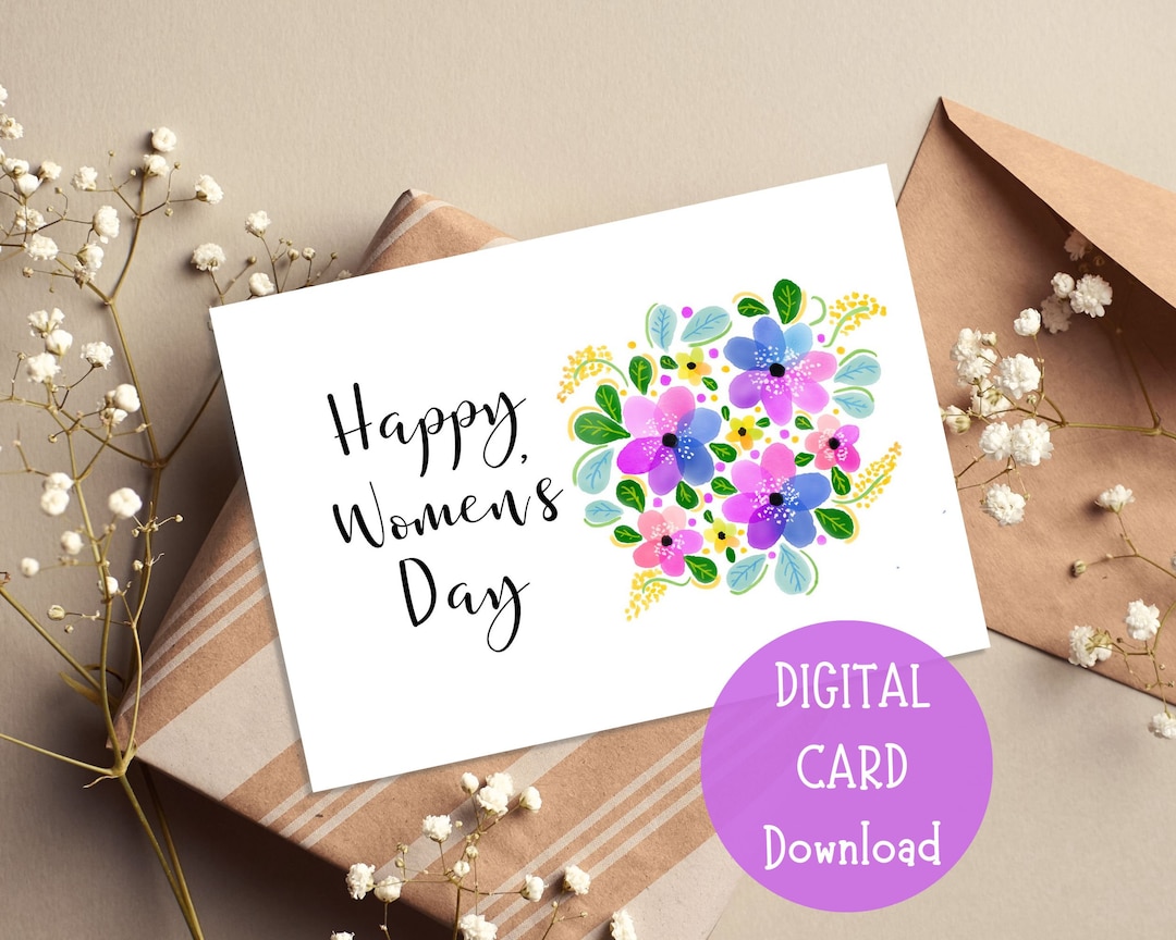 Printable Happy Women's Day Card, Digital Women's Day Card, Digital ...