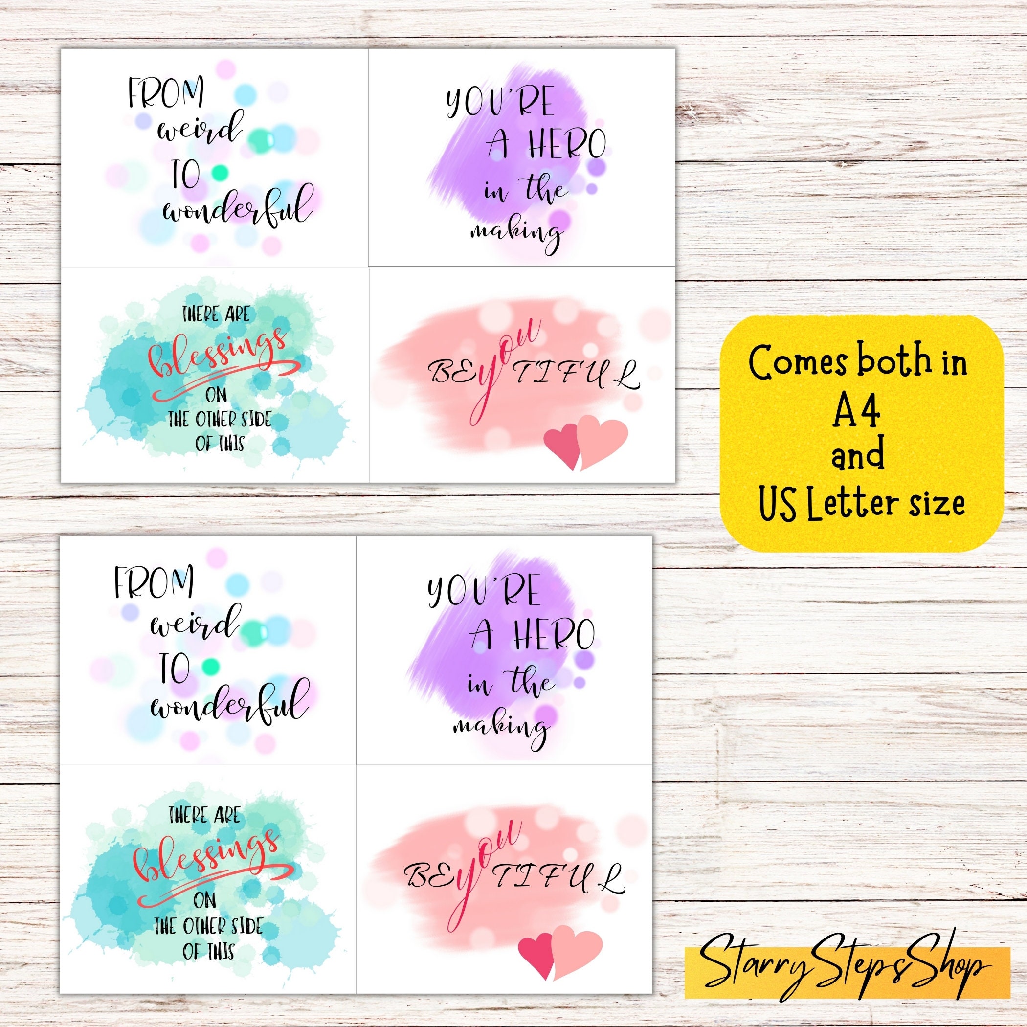 Printable Encouragement Postcards, Postcard Set, Friendship Postcards ...