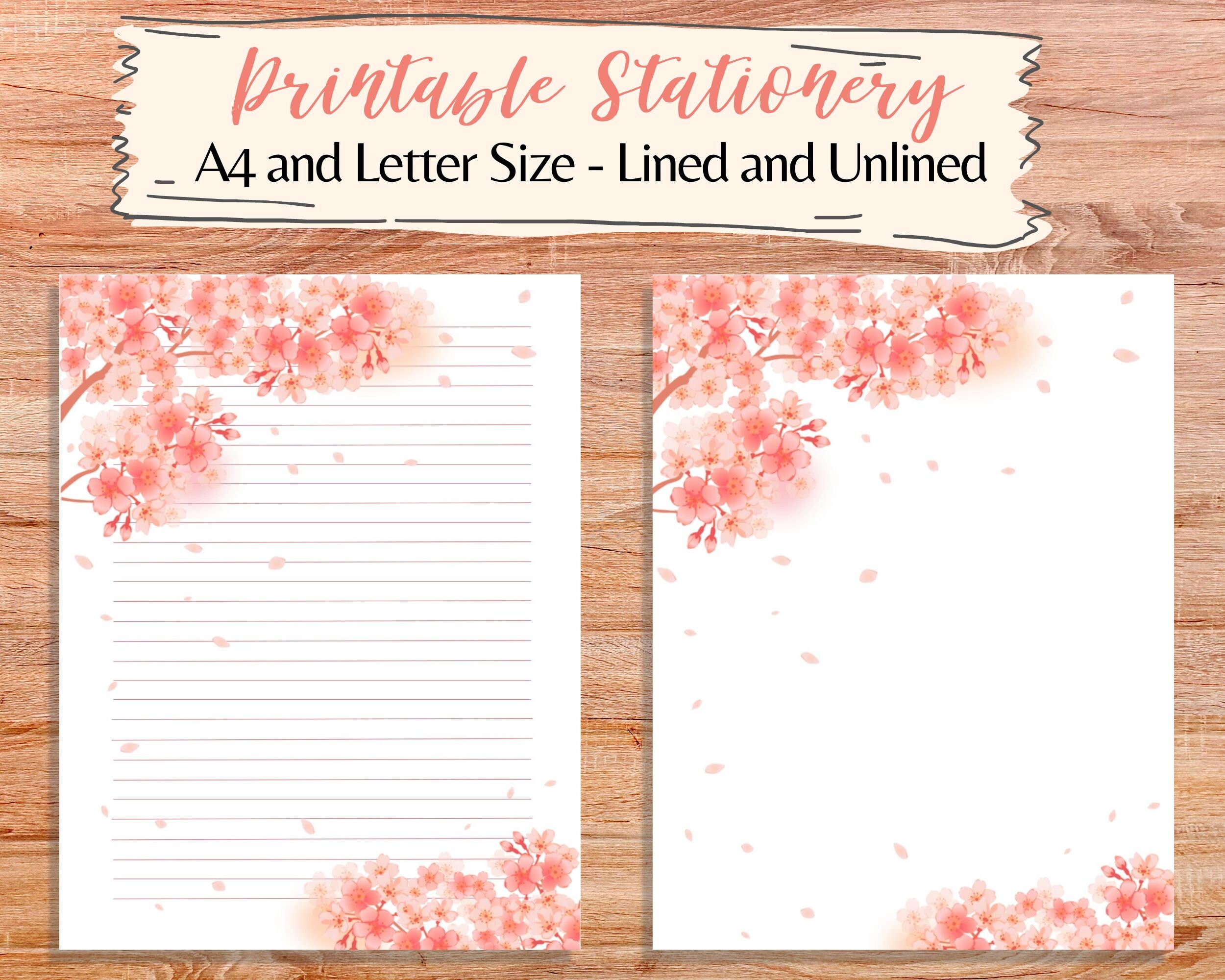 Floral Lined Paper, Floral Blank Paper, Printable Spring Bloom ...