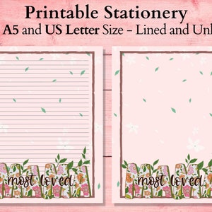 Mother's Day Printable Stationery, Lined Printable Paper, A5 Writing ...