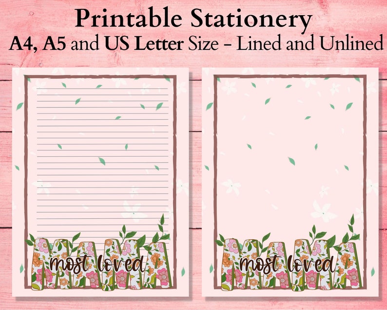 Mother's Day Printable Stationery Lined Printable Paper - Etsy
