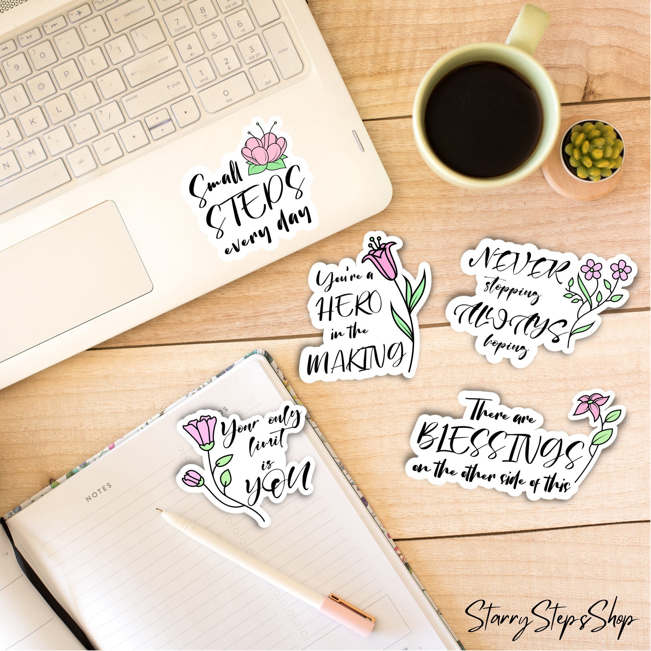 Printable Motivational Sticker Bundle, Digital PNG Stickers, Print and ...