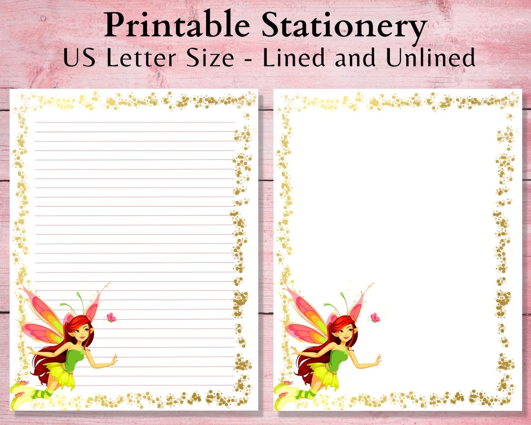 Fairy Printable Stationery, Lined Printable Paper, Blank Paper ...