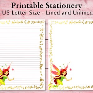 Fairy Stationery: Lined & Blank Printable Paper (digital Download) - Etsy