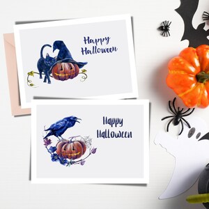 PRINTABLE Halloween Card Set, Printable Halloween Cards, Happy ...