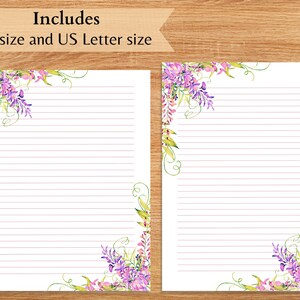 Floral Lined Paper, Floral Blank Paper, Printable Wisteria Stationery ...