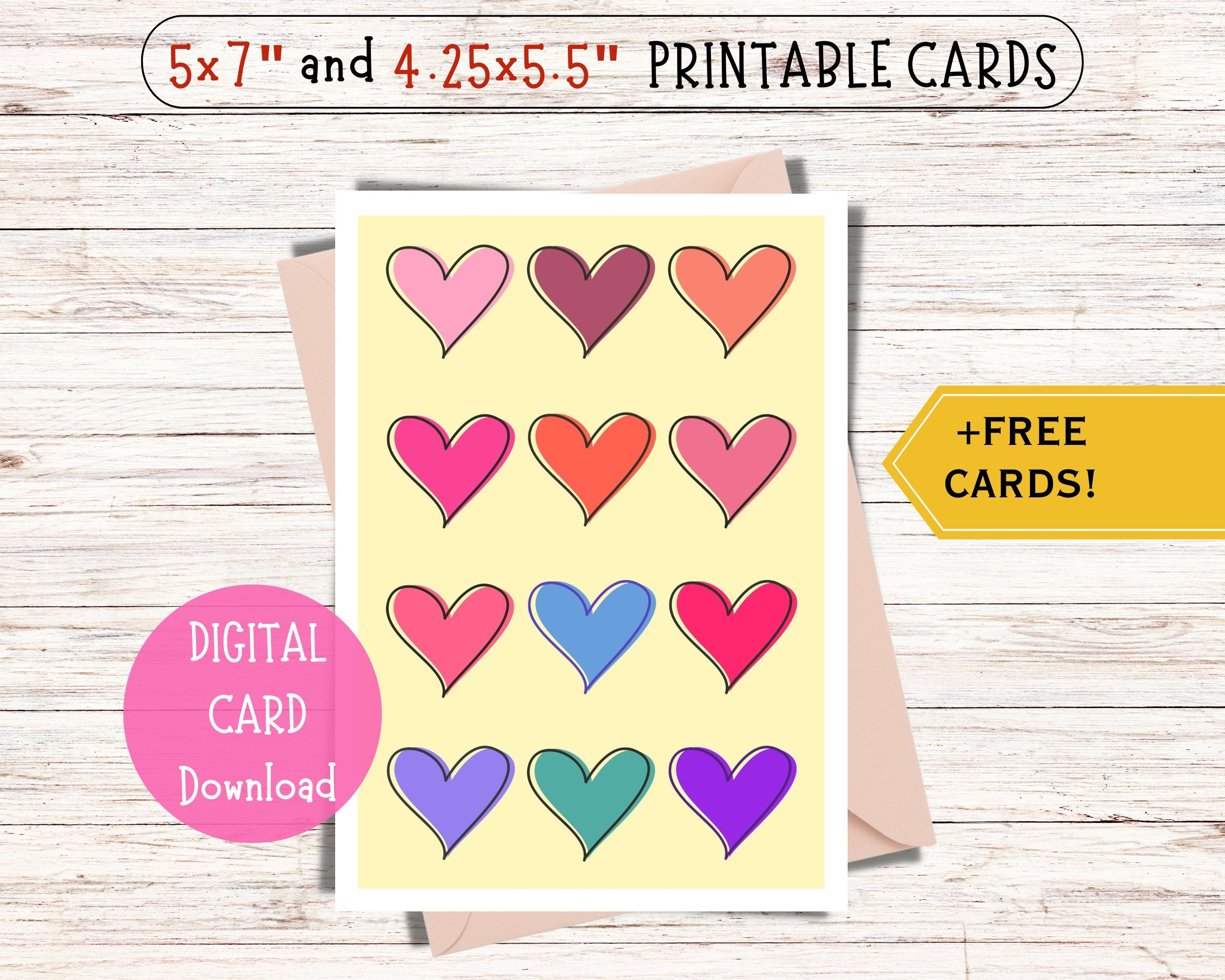 Valentine's Day Printable Card / Printable Heart Card / Heart Card ...