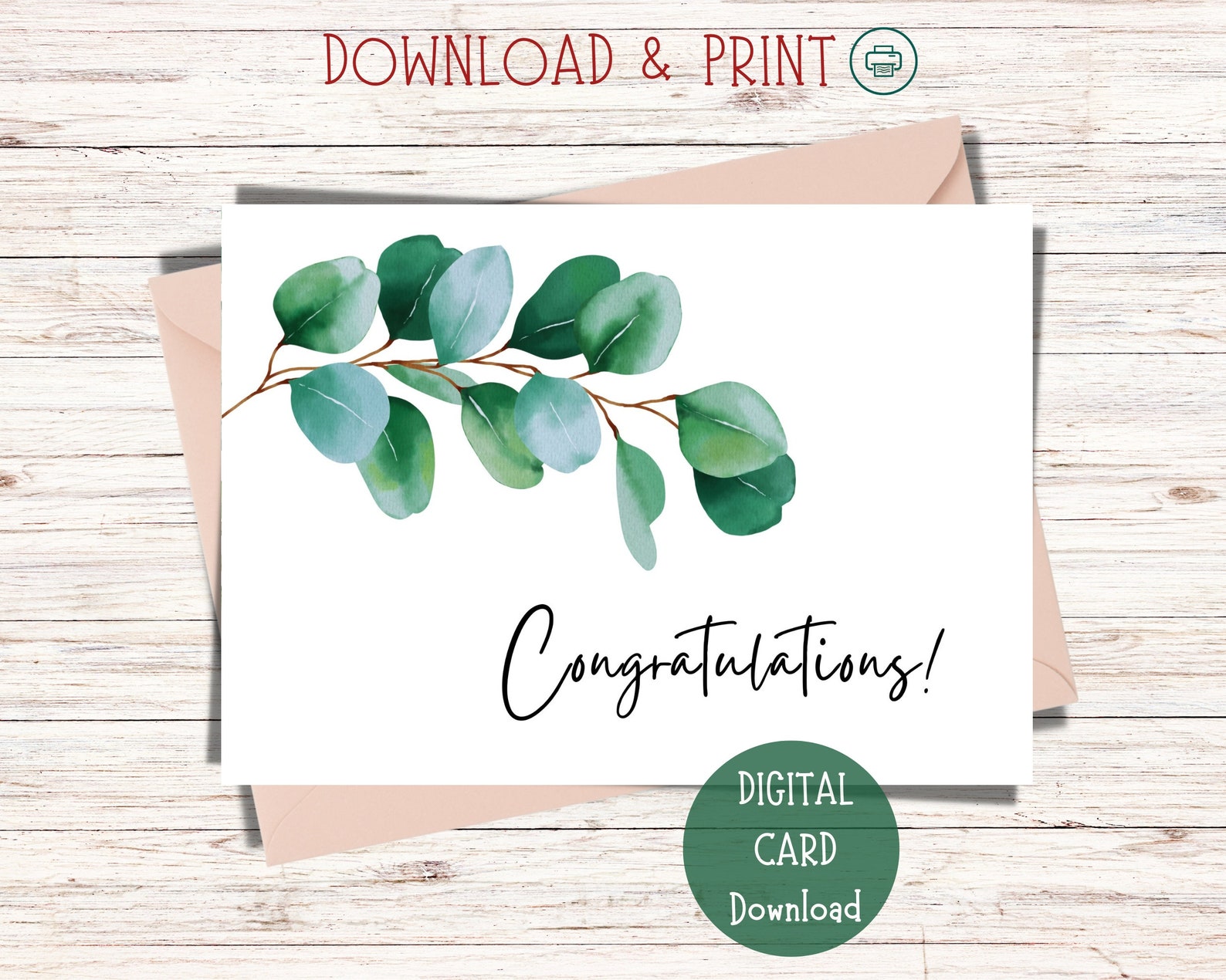 Printable Congratulations Card, Congratulations Card Printable, Green ...