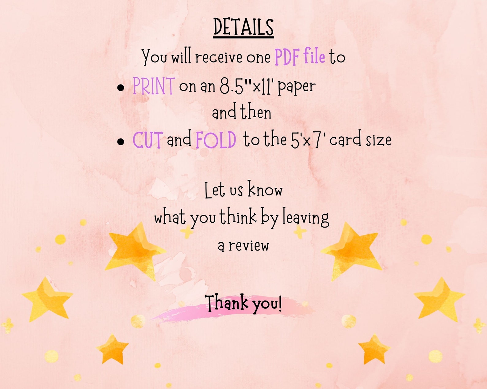 Thank You Printable Card Thank You Digital Card Thank You Card ...