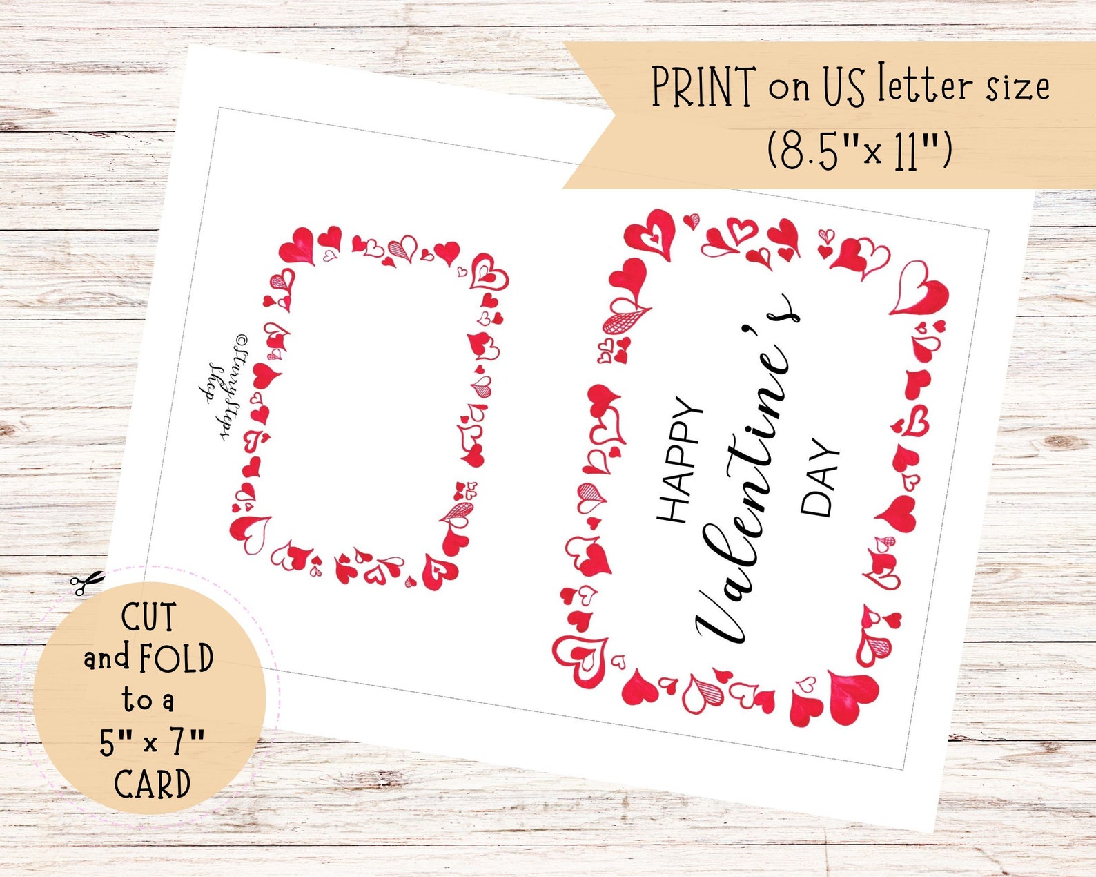 Printable Valentine's Day Card: Red Hearts Design (digital Download) - Etsy