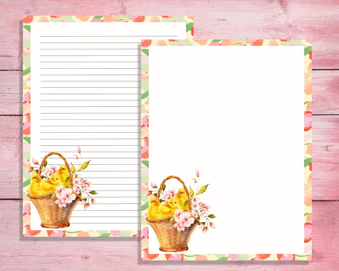 Printable Spring Stationery, Lined Printable Paper, Blank Paper ...