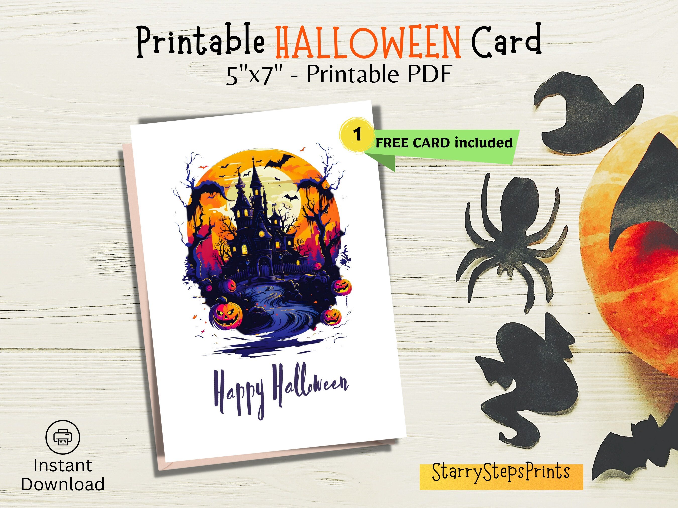 Halloween Card Printable, Printable Halloween Cards, Happy Halloween ...