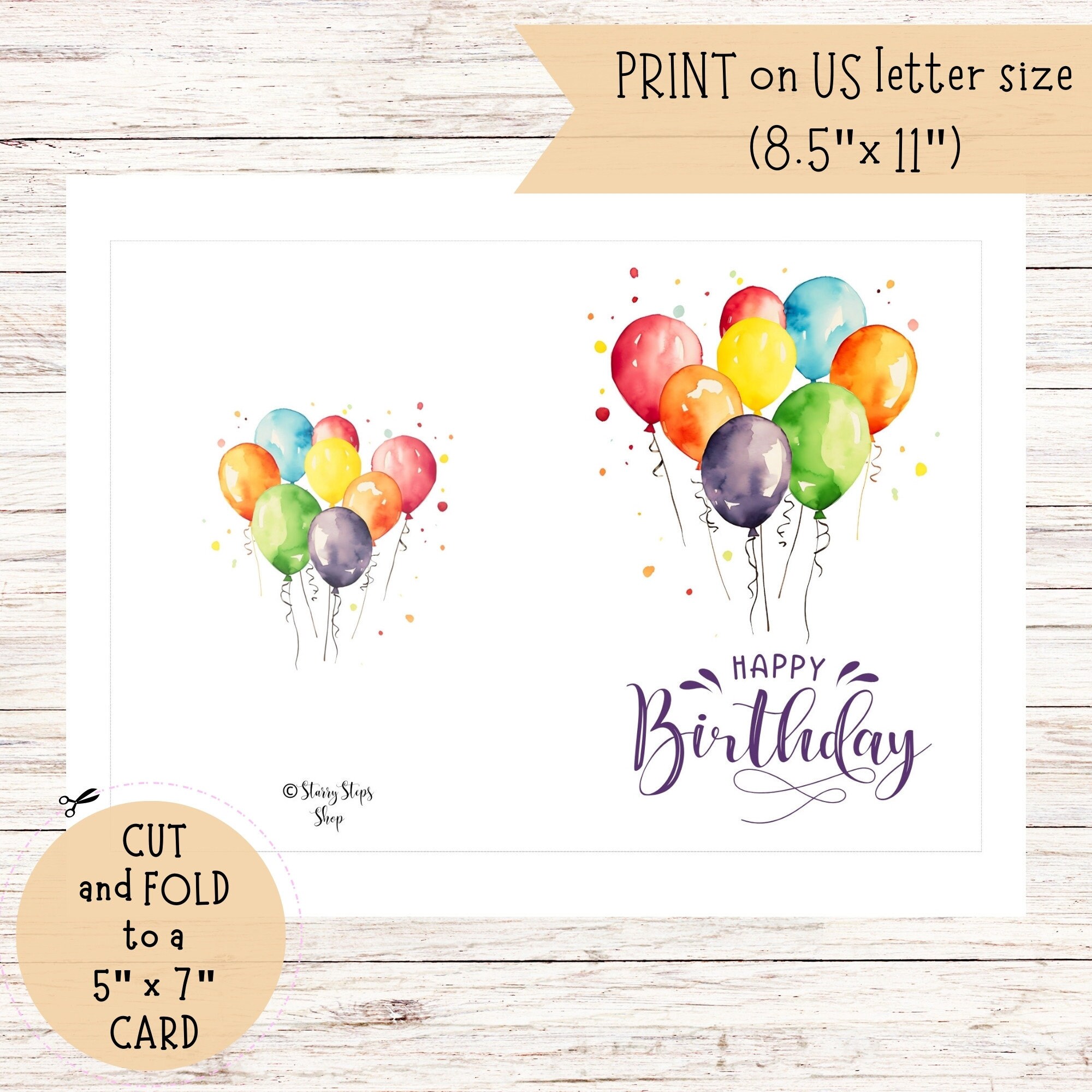 Printable Balloon Birthday Card Set (digital Download) - Etsy