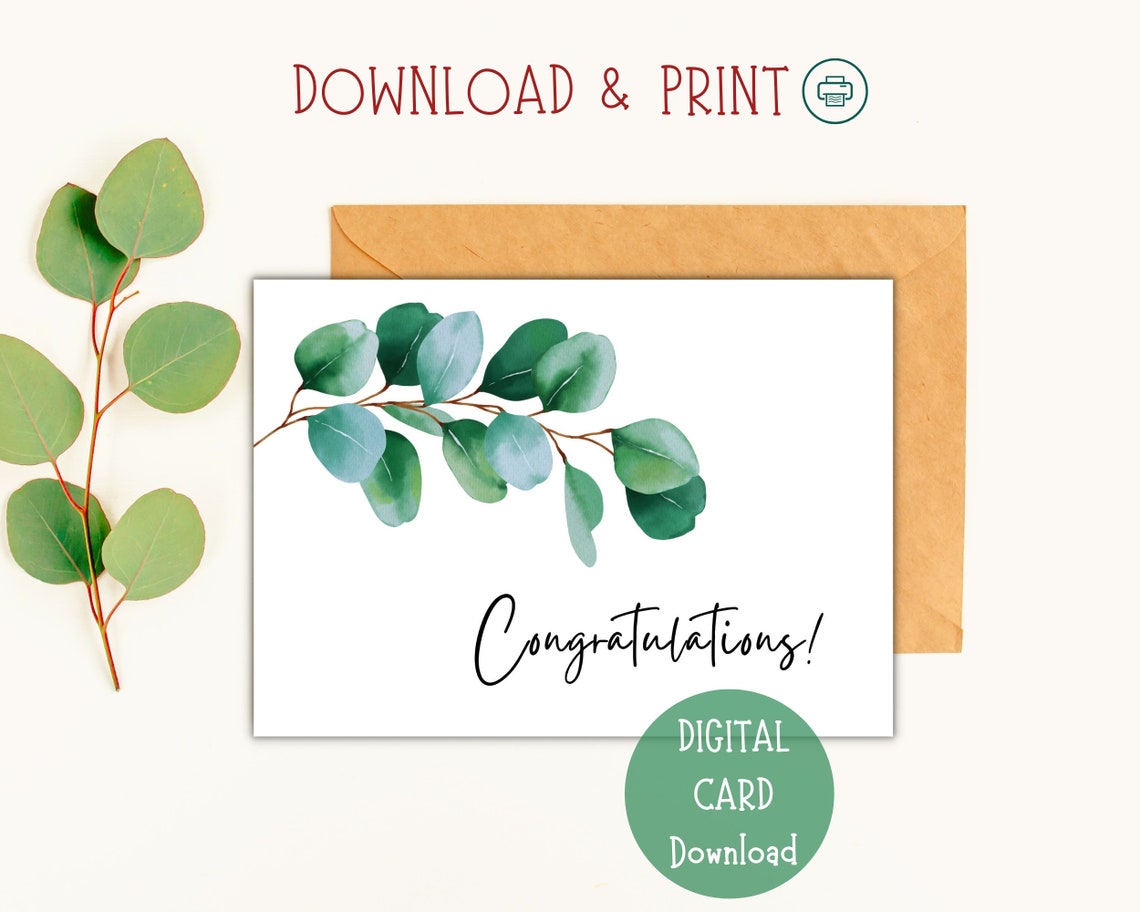 Printable Congratulations Card, Congratulations Card Printable, Green ...