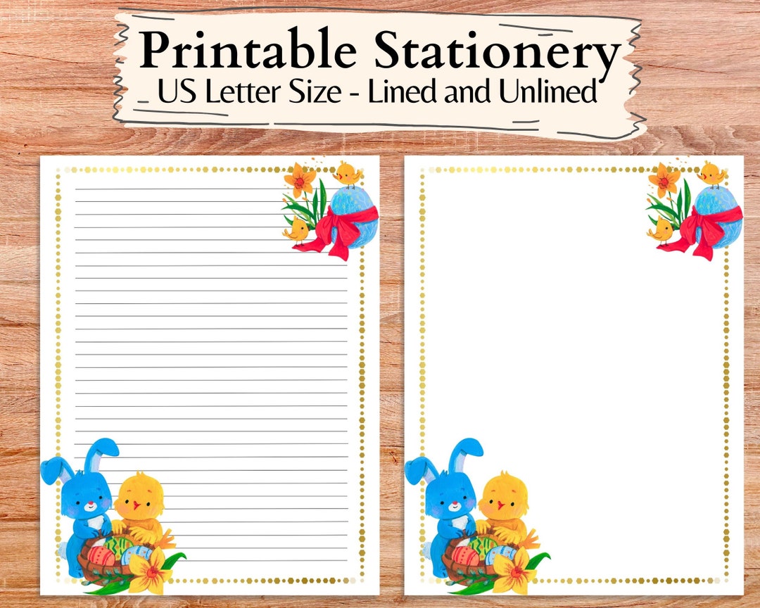 Printable Easter Stationery, Lined Printable Paper, Blank Paper ...