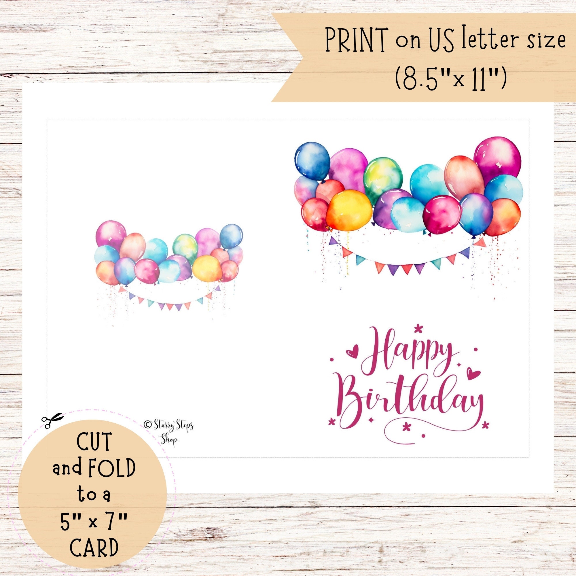 Happy Birthday Printable Card / Printable Birthday Card / Instant ...