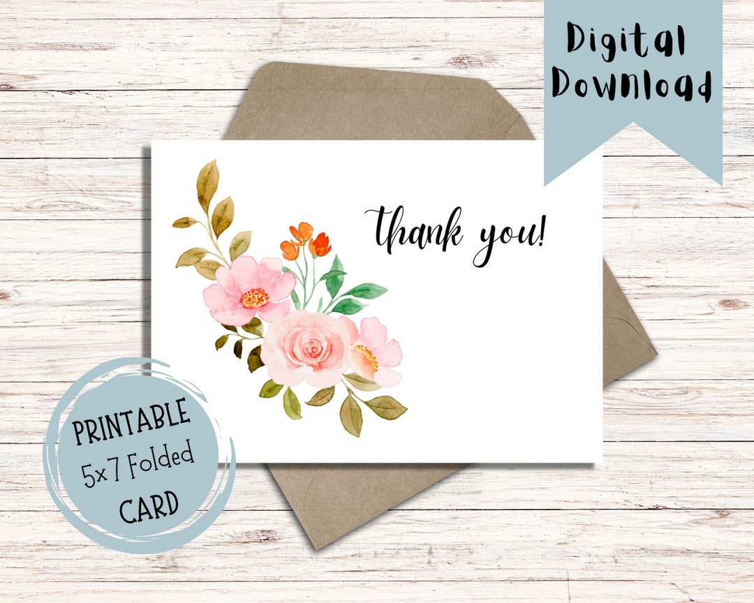 Thank You Digital Printable Card | Thank You Printable Card | Digital ...