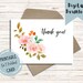 Thank You Digital Printable Card Thank You Printable Card - Etsy