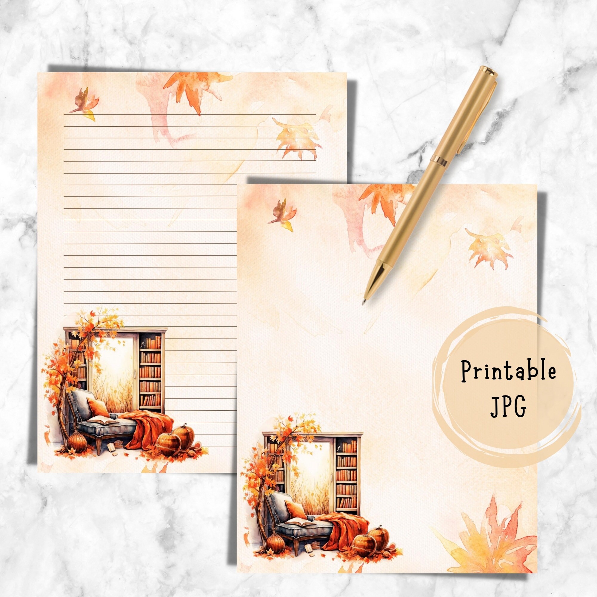 Cozy Fall Reading Corners Printable Stationery Set, Fall Writing Paper ...